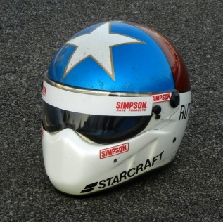 500 Legends: JOHNNY RUTHERFORD SIGNED 1989 STARCRAFT SIMPSON BANDIT HELMET