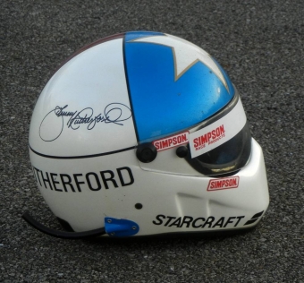 500 Legends: JOHNNY RUTHERFORD SIGNED 1989 STARCRAFT SIMPSON BANDIT HELMET