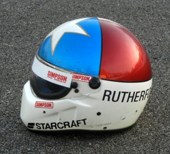 500 Legends: JOHNNY RUTHERFORD SIGNED 1989 STARCRAFT SIMPSON BANDIT HELMET