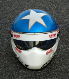 500 Legends: JOHNNY RUTHERFORD SIGNED 1989 STARCRAFT SIMPSON BANDIT HELMET